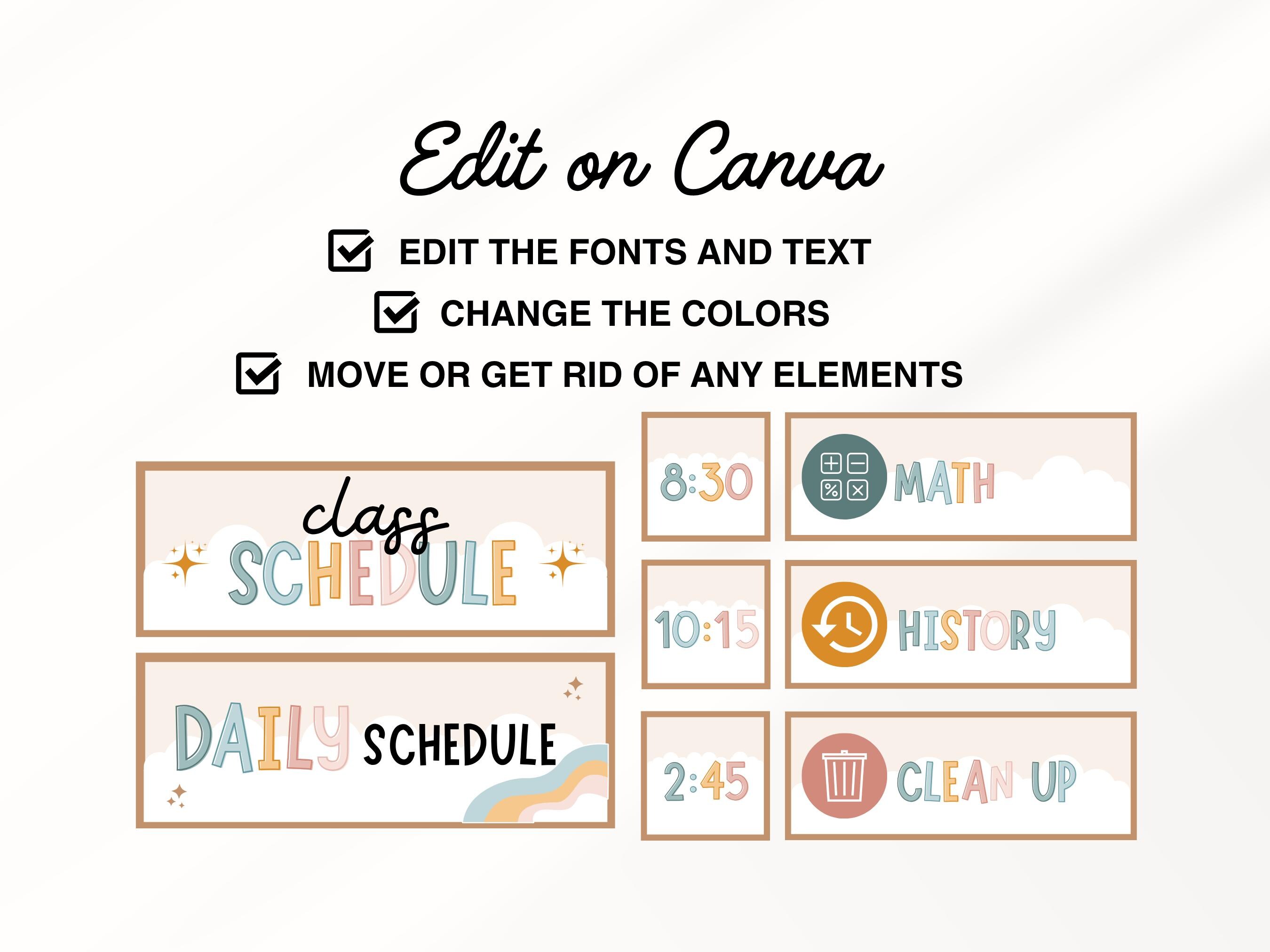 Editable Classroom Schedule Display, Daily Classroom Schedule Cards ...