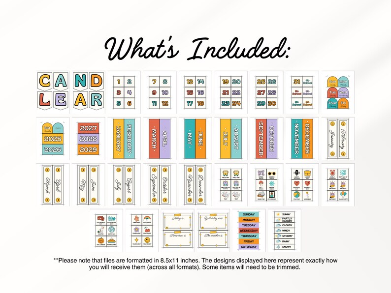Retro Groovy Classroom Calendar Set, Calendar Display With Weather ...