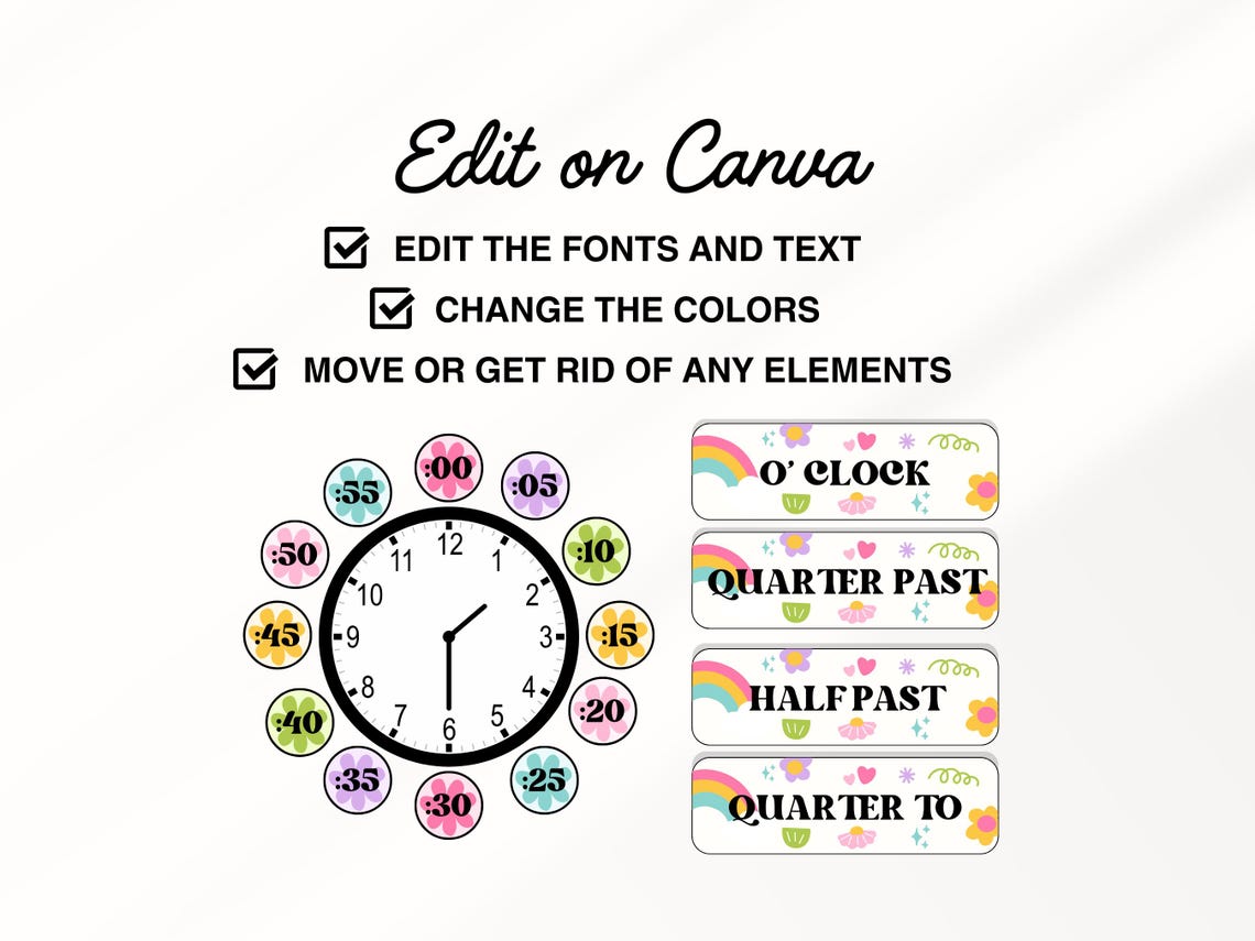 Printable Classroom Clock Label, Time Labels, Printable Analog Clock ...