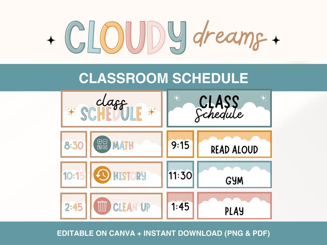 Editable Classroom Schedule Display, Daily Classroom Schedule Cards ...
