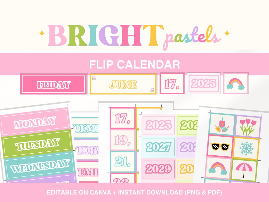 Classroom Flip Calendar Display, Colorful Pastel Decor, Daily Classroom ...
