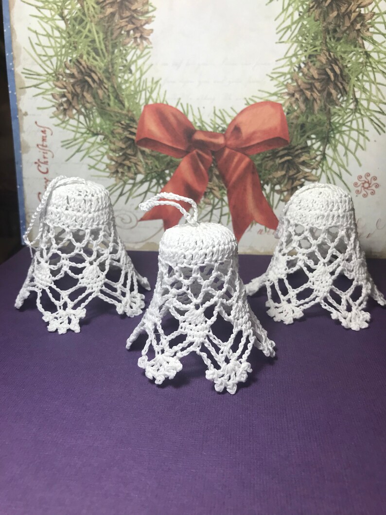 Crochet Bells. Christmas Crochet Decor. Xmas Lace Decoration, Unique ...