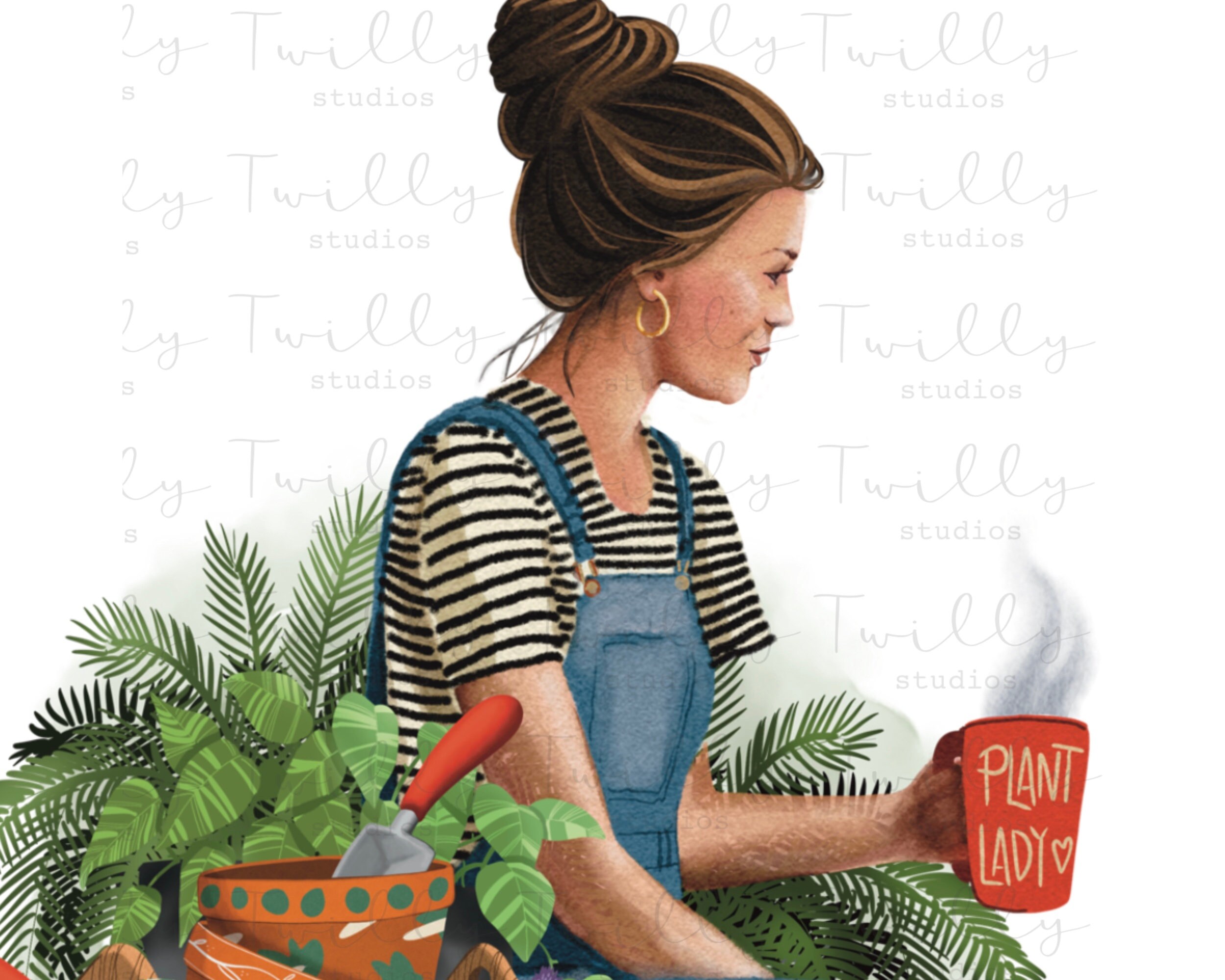 Plant Lady Clipart Woman With Plants Spring Gardening - Etsy UK