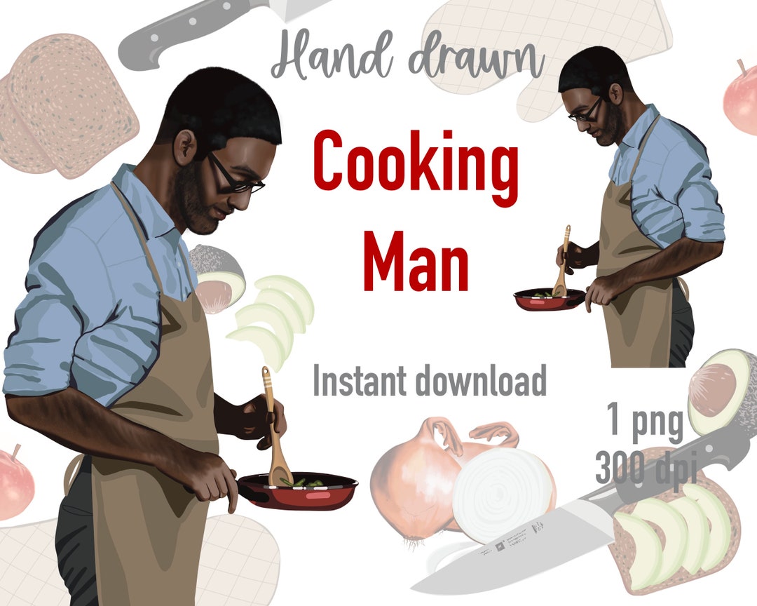 Chef Clipart, Black Man Clipart, Men Cooking, Boyfriend Clipart for ...
