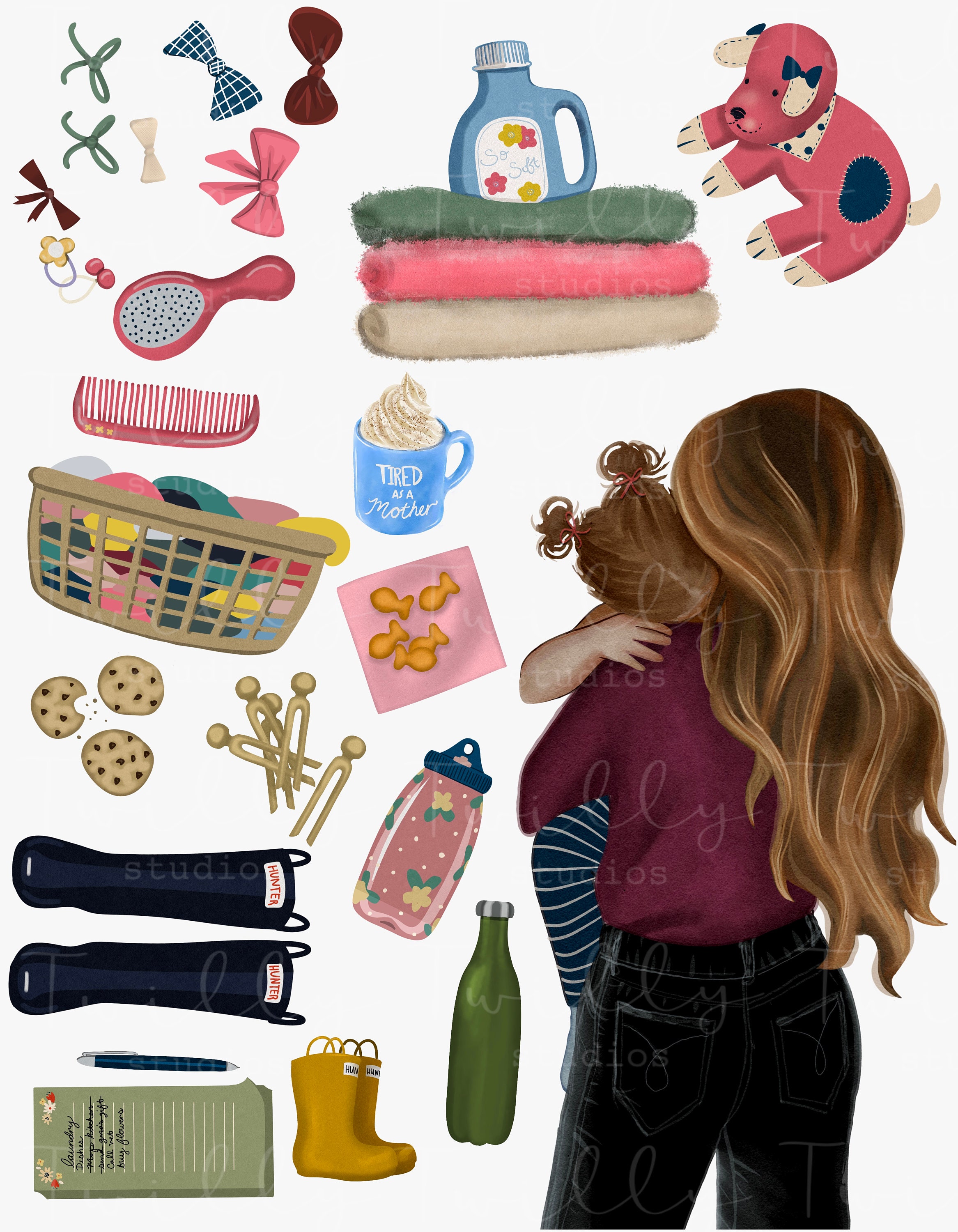 Mom Life Watercolor Clipart Bundle for Planner Stickers - Etsy