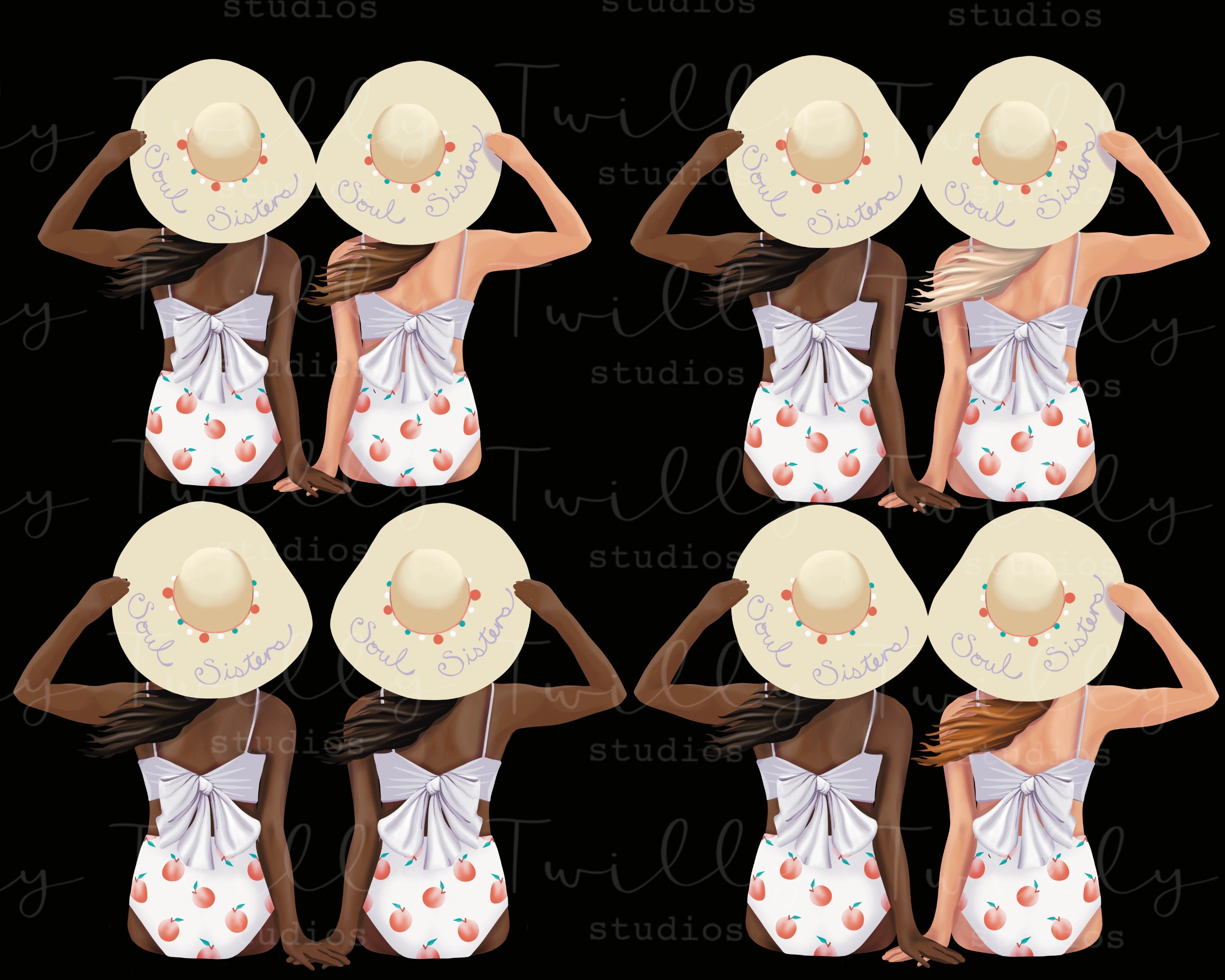 African American Best Friends Clipart Two Best Friends on the - Etsy Canada