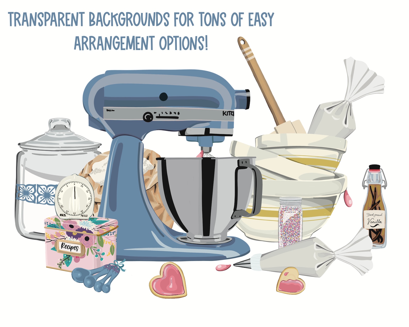 Baking Clipart Bundle Blue Kitchen Accessories Vintage - Etsy