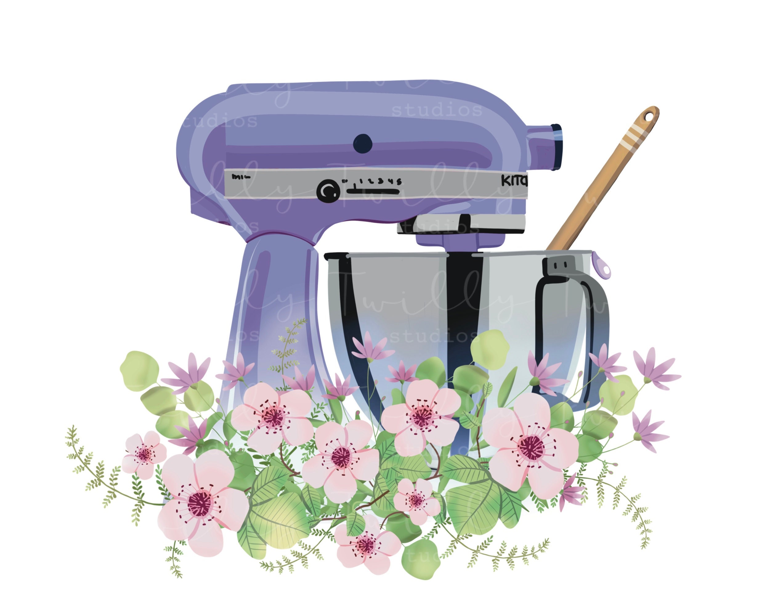 Purple Mixer Sublimation Png, Bakery Logo Clipart, Floral Bakery ...