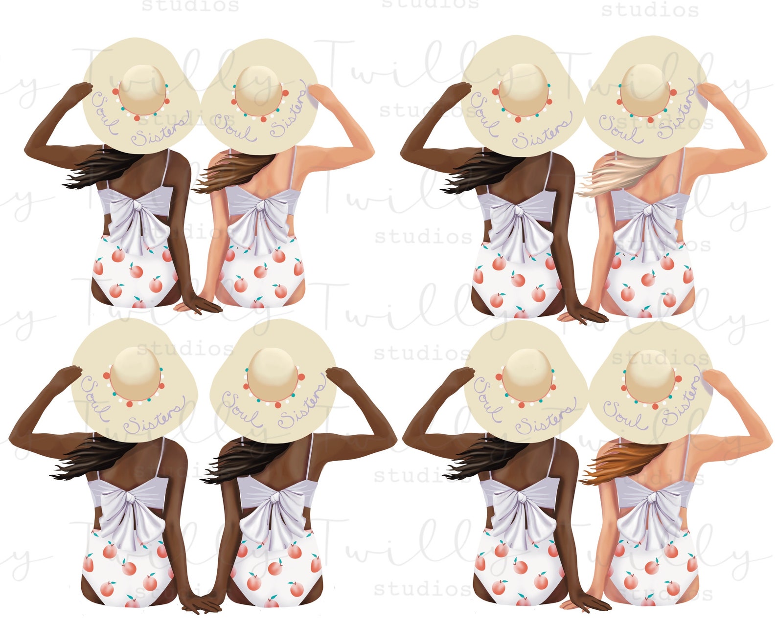 African American Best Friends Clipart, Two Best Friends on the Beach ...