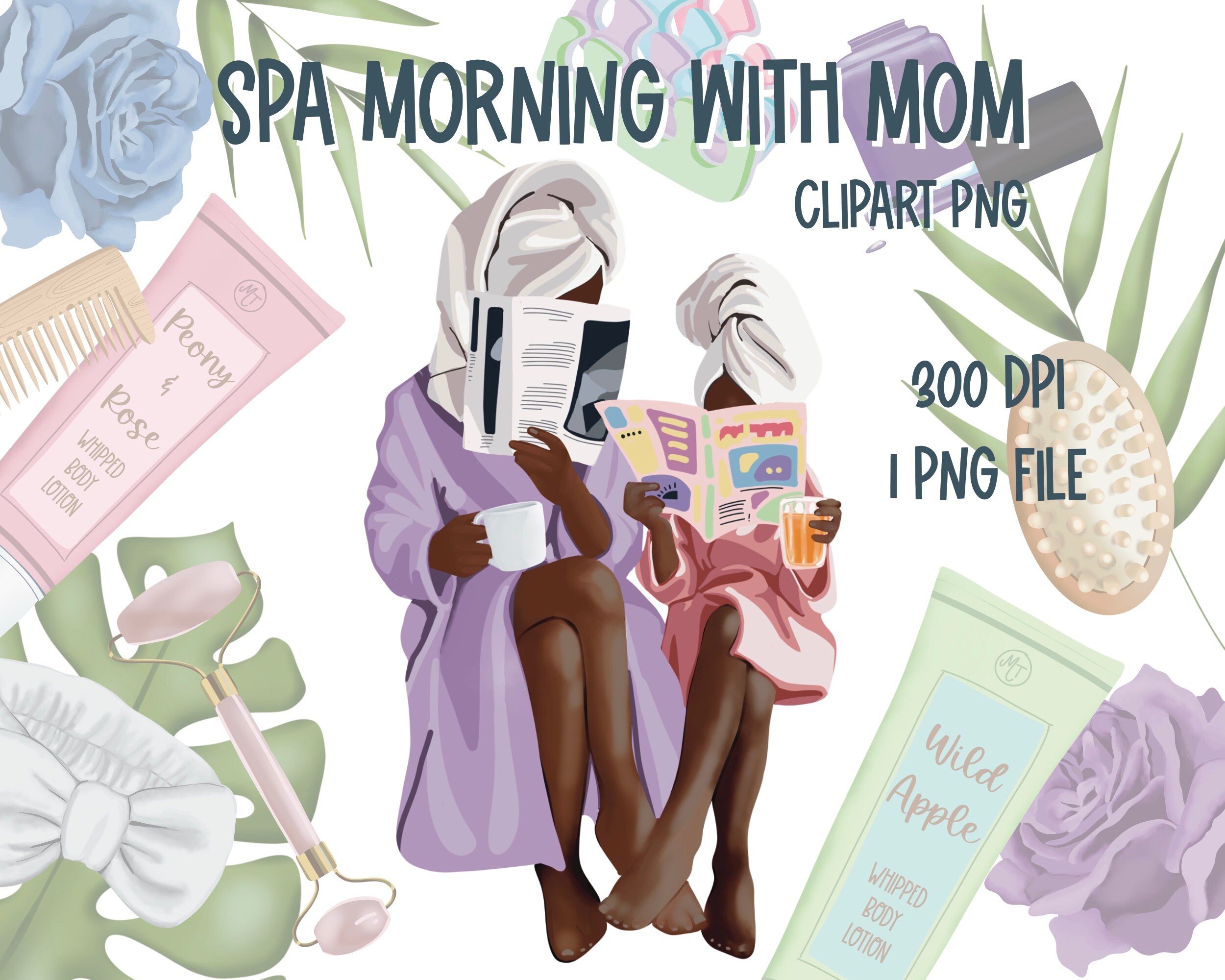 Mom and Daughter Clipart, African American Woman, Spa Day Clipart ...