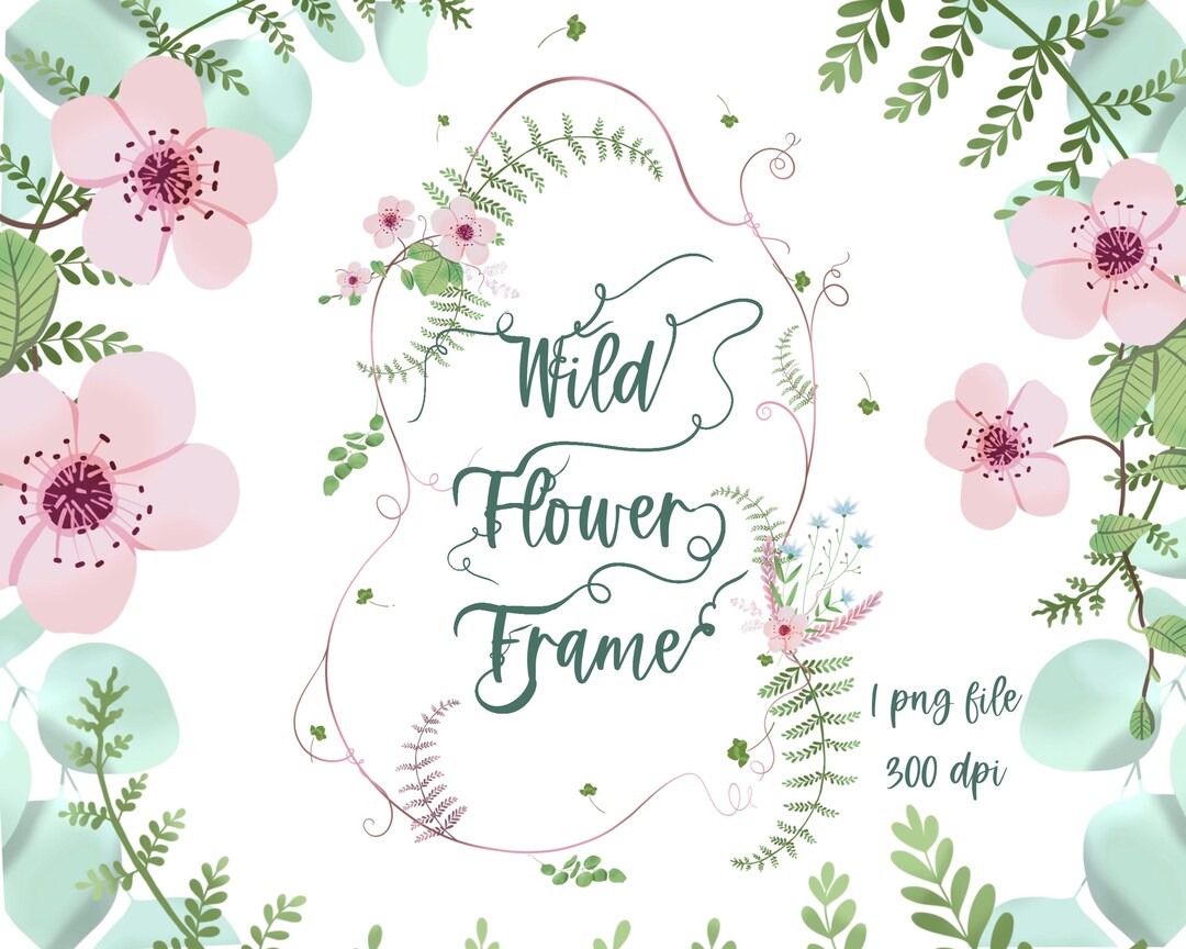 Cherry Blossom Watercolor Wreath Clipart, Floral Frame for Wedding ...