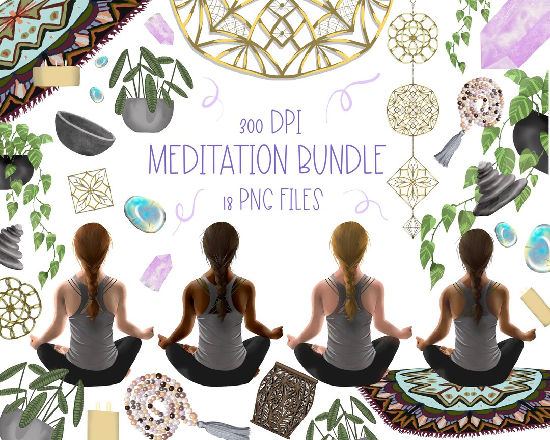 Meditation Girl PNG Instant Download Workout Stickers Sublimination ...