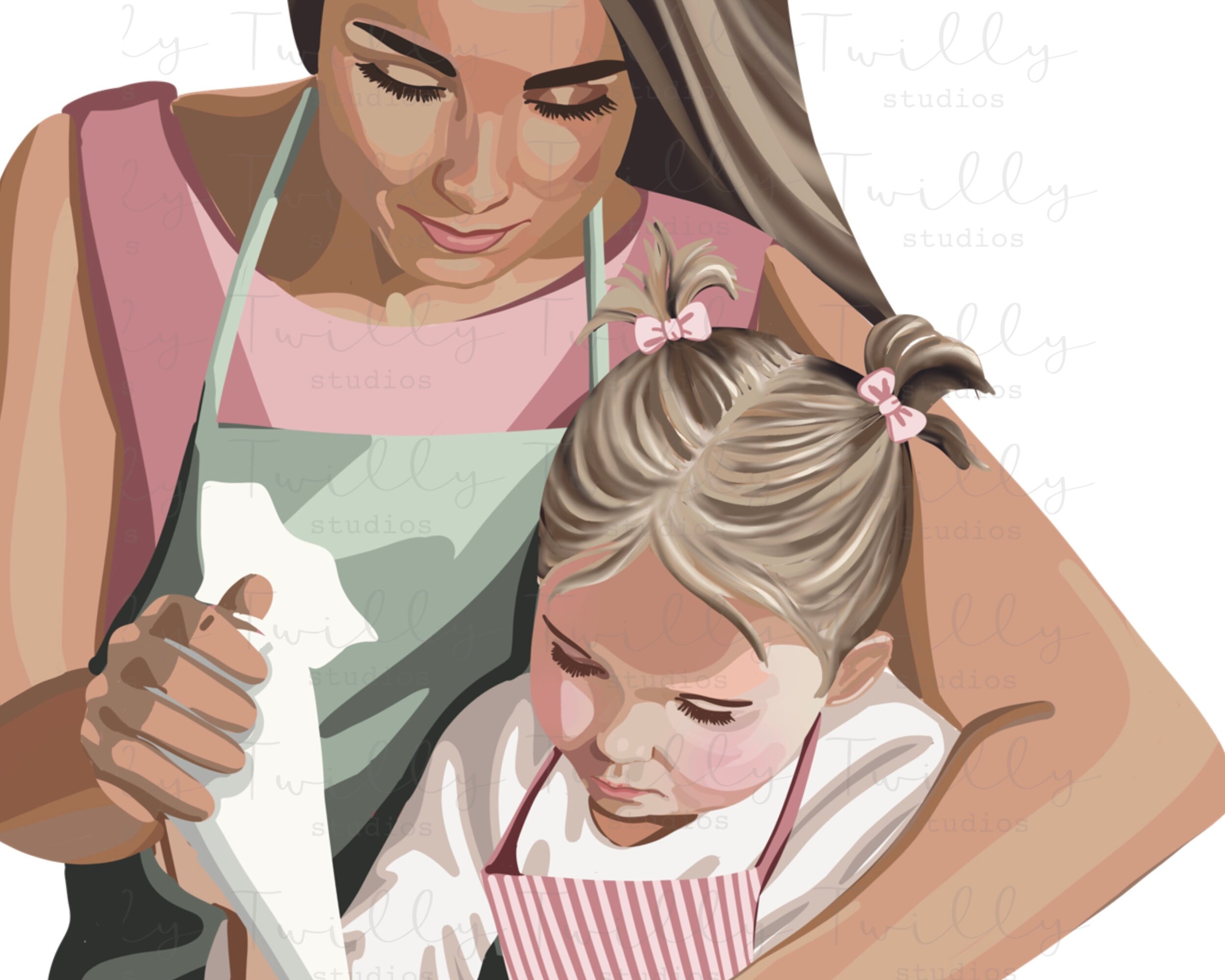 Mother and Daughter Baking Clipart Mothers Day Clipart Mom - Etsy