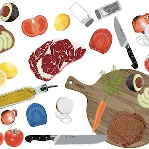 Cooking Clipart Bundle, Vegetables and Fruit Clipart, Kitchen Supplies ...
