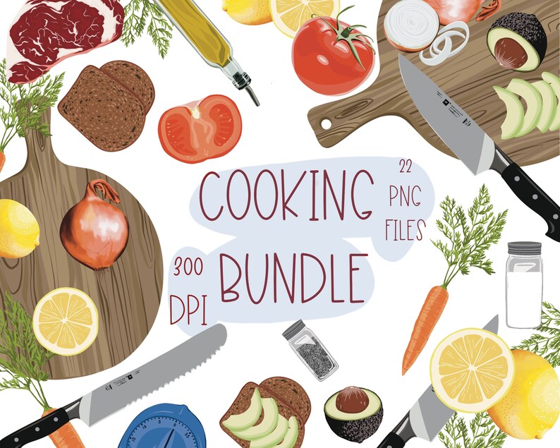 Cooking Clipart Bundle Vegetables and Fruit Clipart Kitchen - Etsy