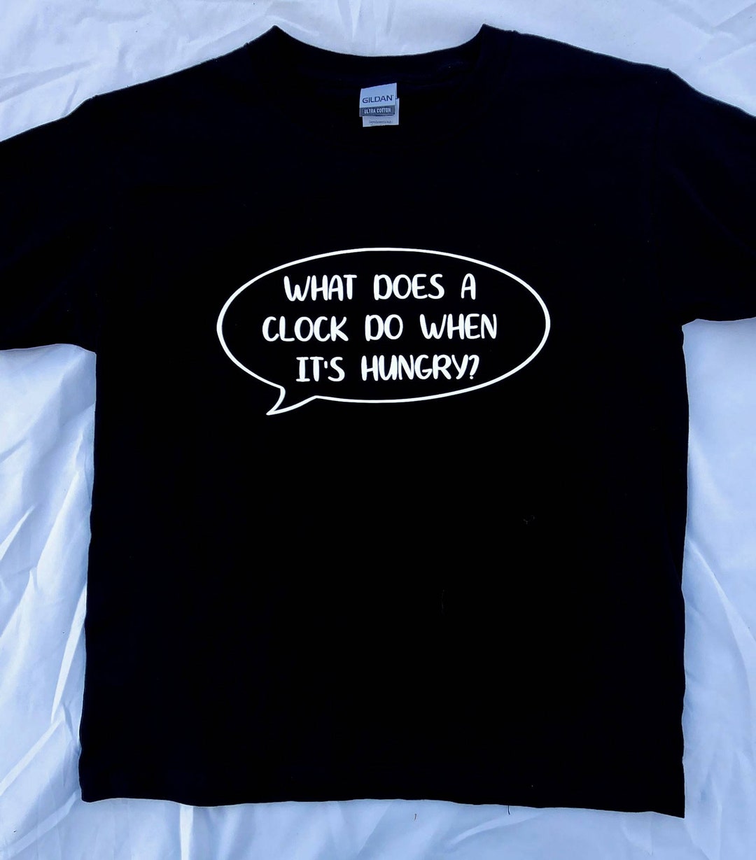 What Does a Clock Do When Its Hungry? Unisex T-shirt, Jokes T-shirt ...