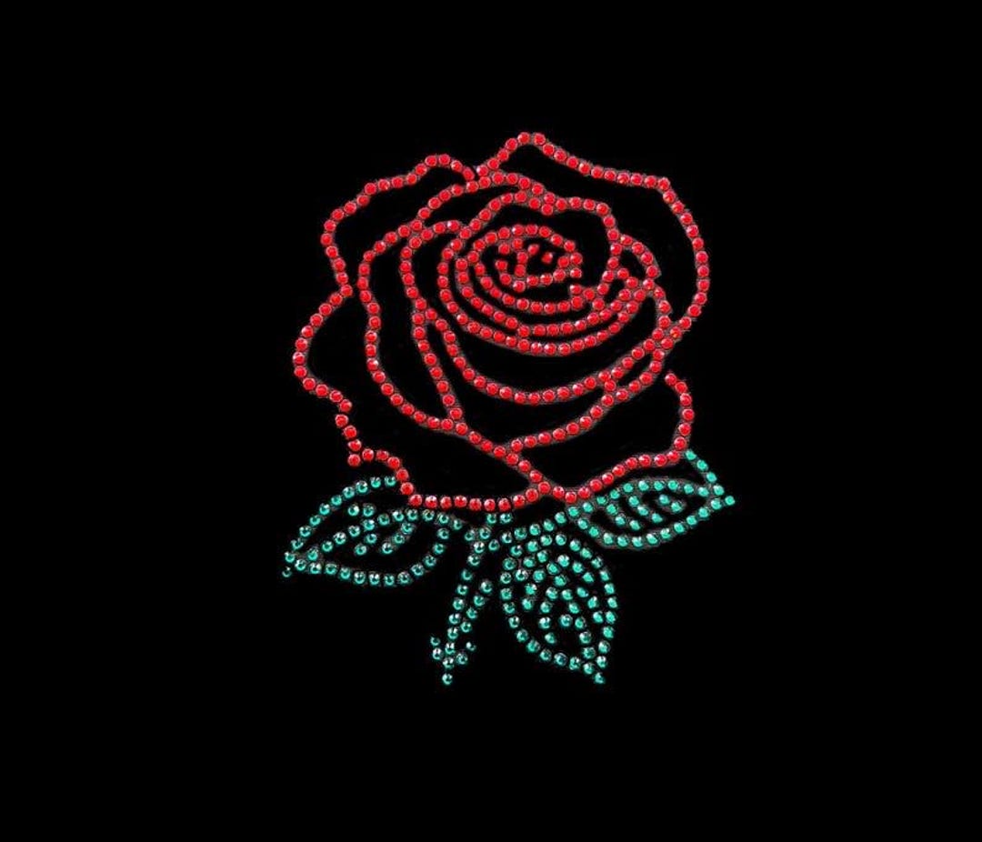Rose Heart Rhinestone Iron on Transfer: Bling Patch Applique (4x3" ) - Etsy