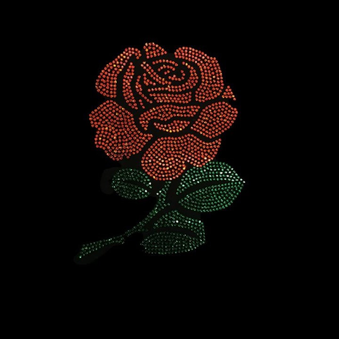 English Rose Rhinestone Heat Transfer Design, Custom Iron on Decals ...