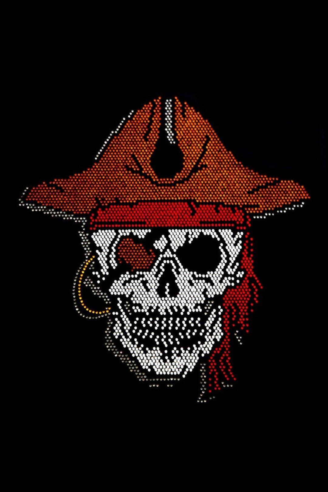 Pirate Iron on Crystal Rhinestones Heat Transfer Design, Iron on Pirate ...