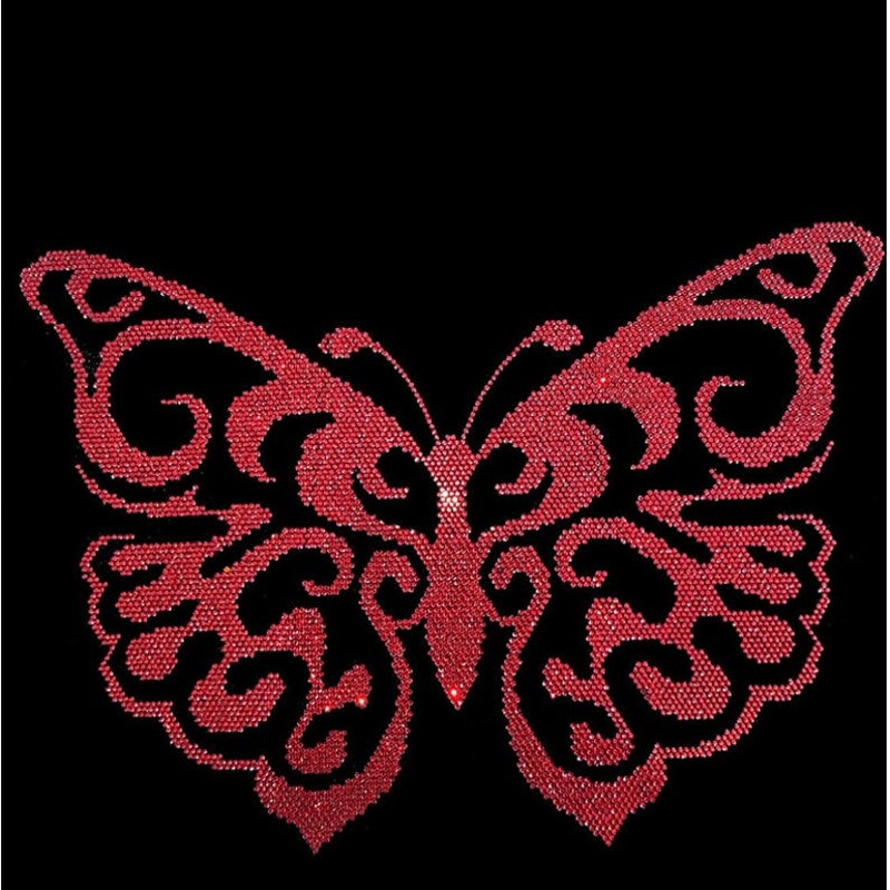 Red Iron on Rhinestone Butterfly - Etsy