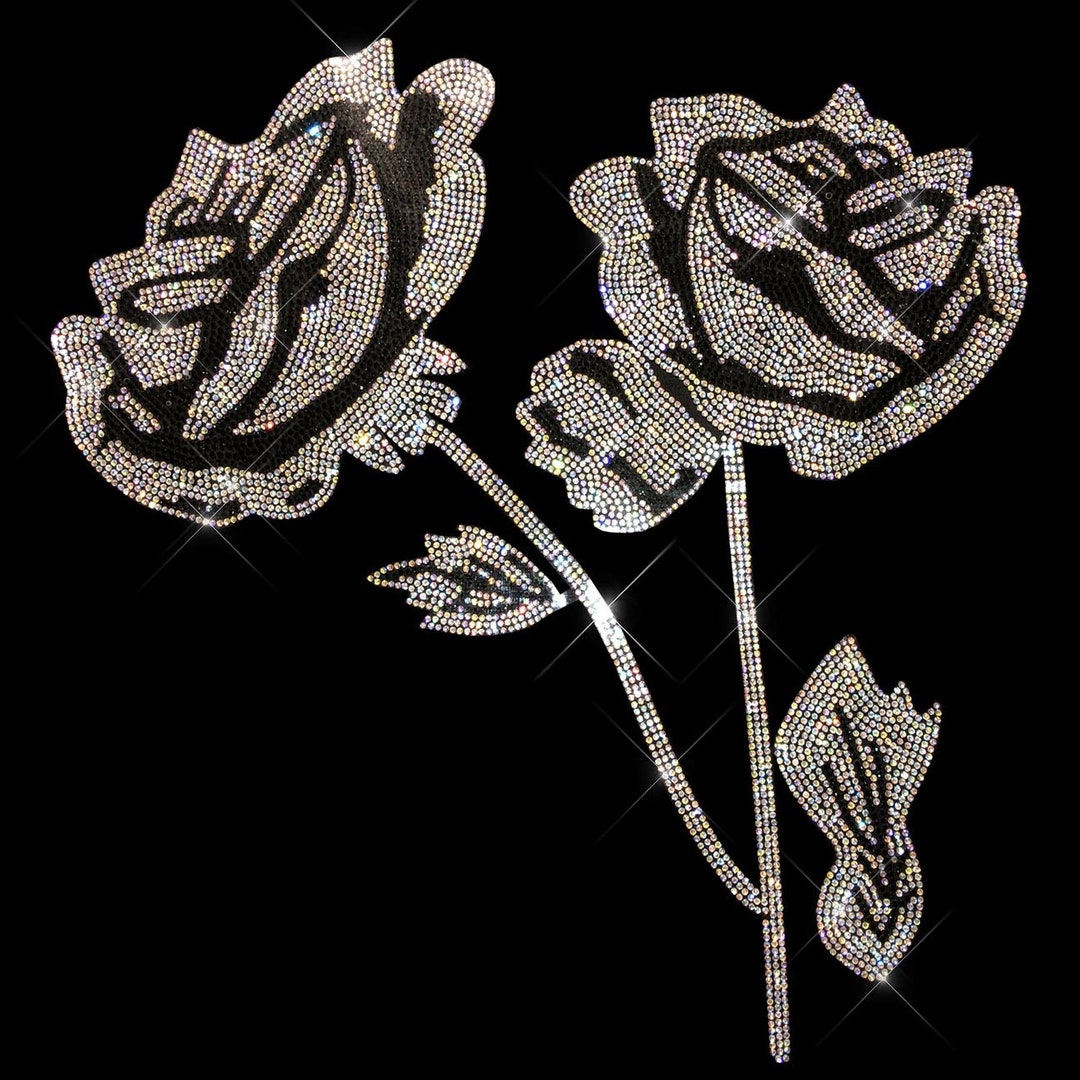 Crystal Rhinestone Roses Heat Transfer Iron Ons, Heat Transfer Crystal ...