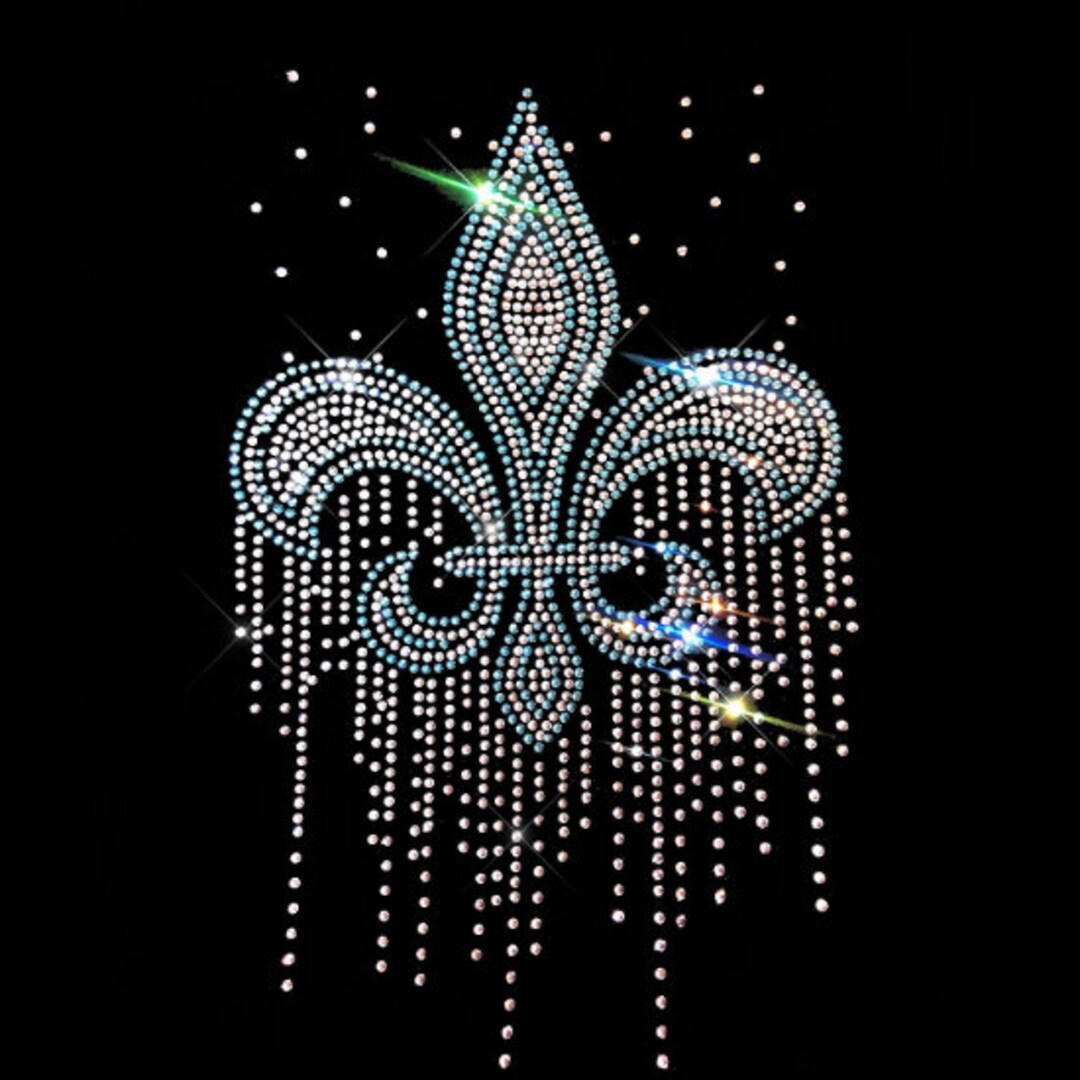 Blue Crystal Fleur De Lis Rhinestone Iron-on Applique (11.5" X 9") - Etsy