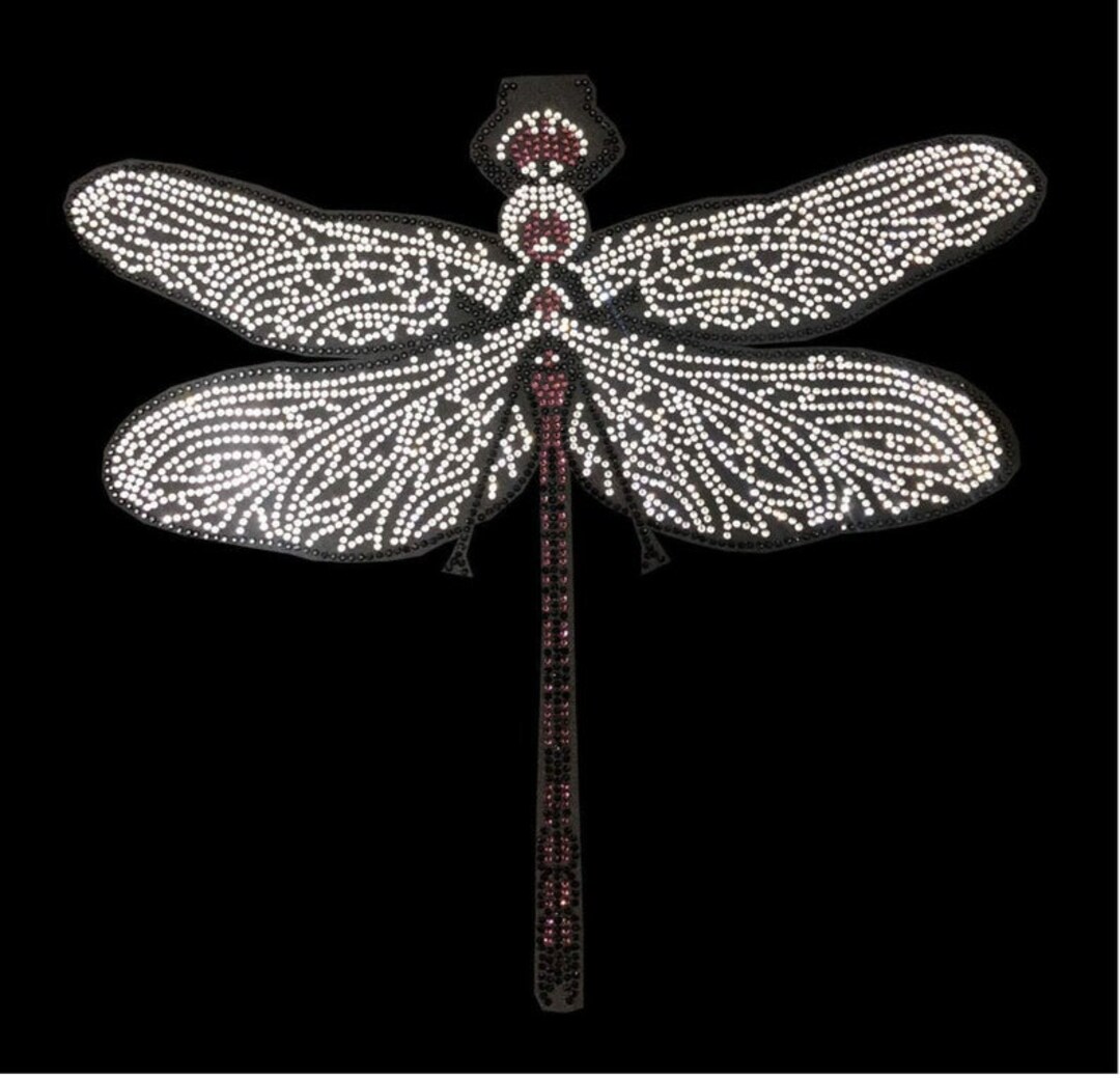 Dragonfly Heat Transfer Rhinestone Design, Custom Iron on Decal ...