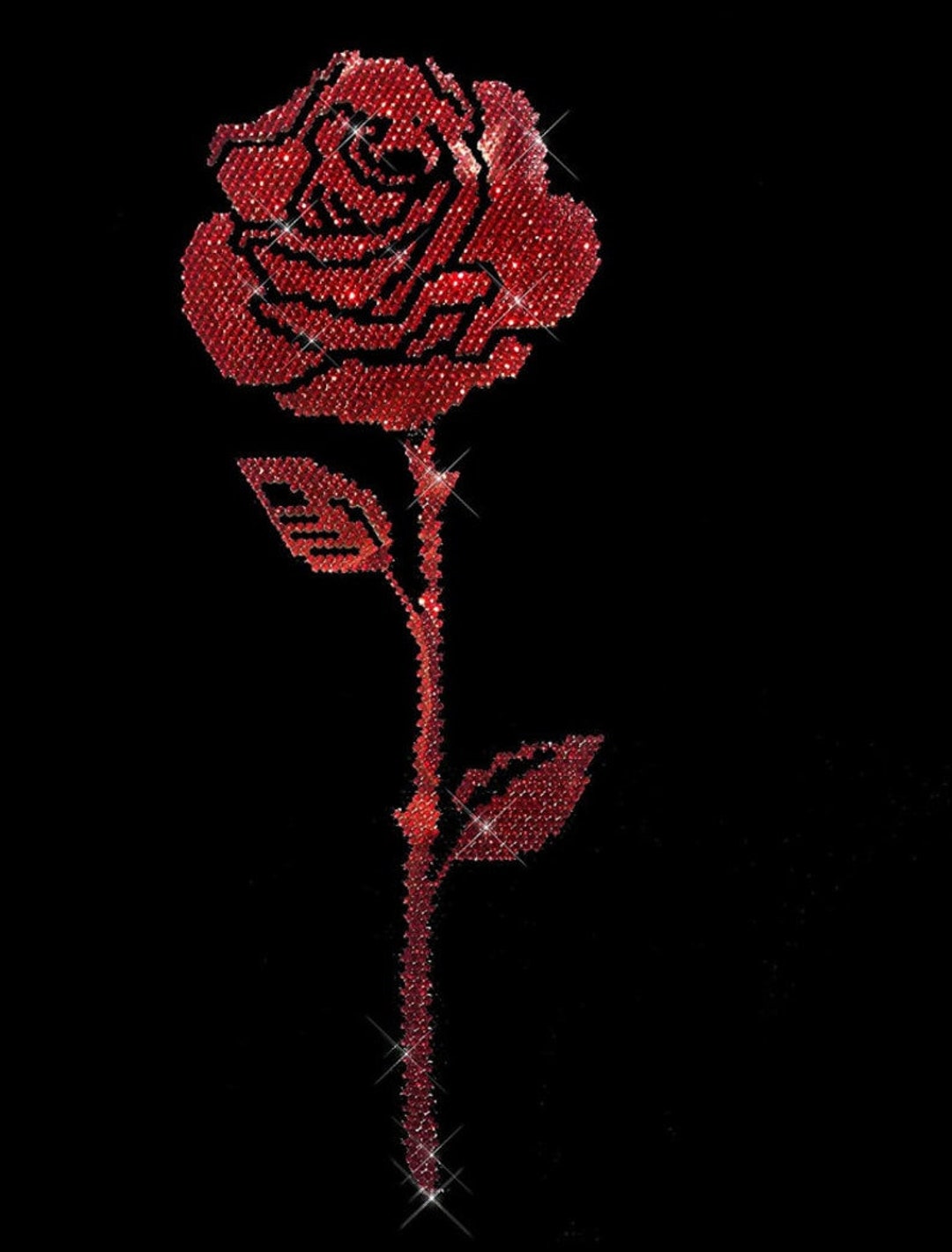 Red Rhinestone Rose Iron-on Decal: Hot Fix Clothing Transfer - Etsy