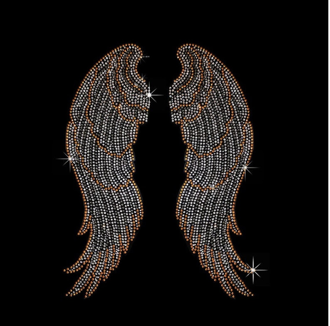 Orange Stud Angel Wings Iron-on Rhinestone Design Bling Bling - Etsy