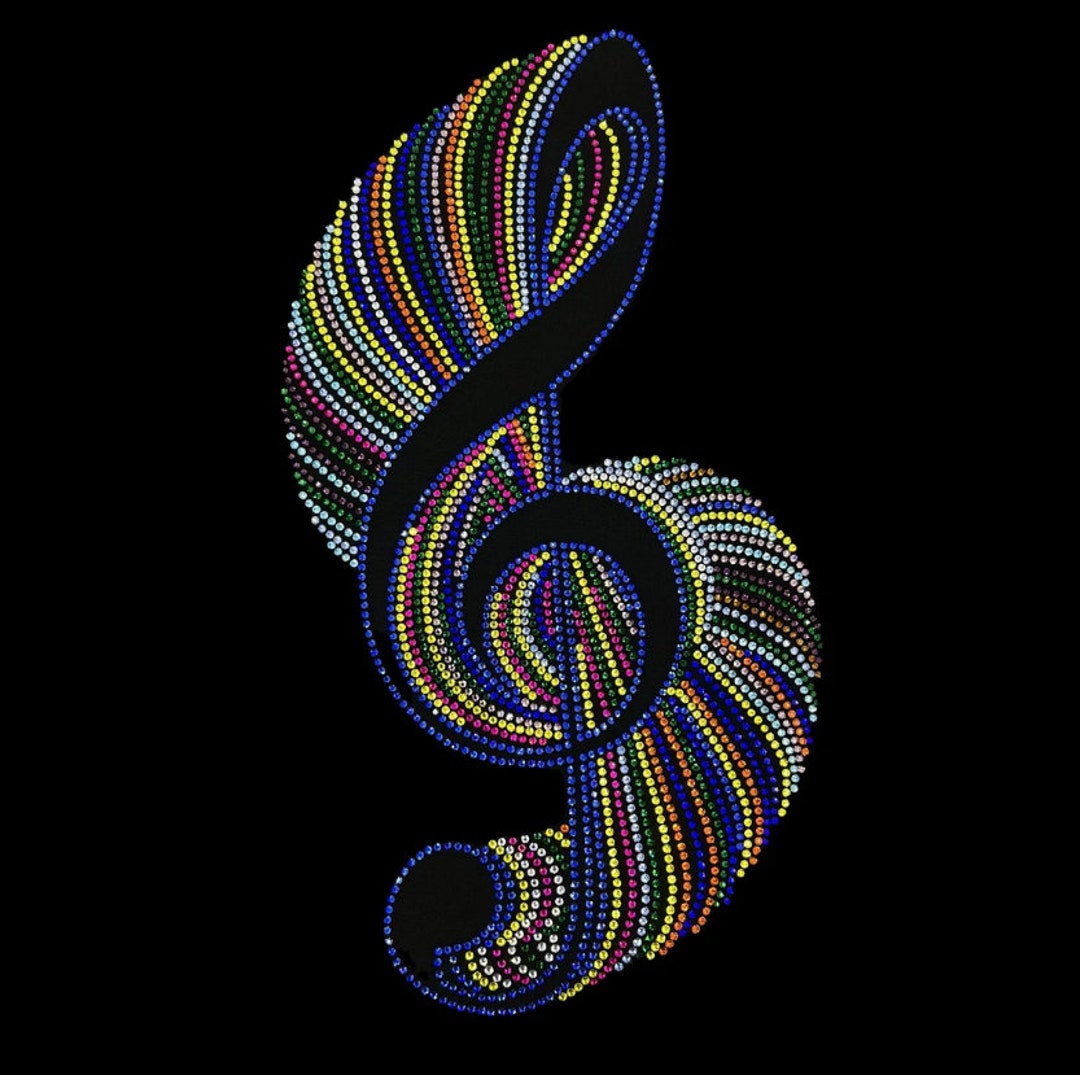Musical Note Rhinestones , Hot Fix Heat Transfer Design , Iron on Music ...
