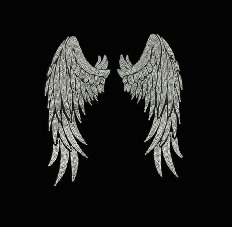 Rhinestone Angel Wing Decal Design Iron on Hot Fix Patch - Etsy