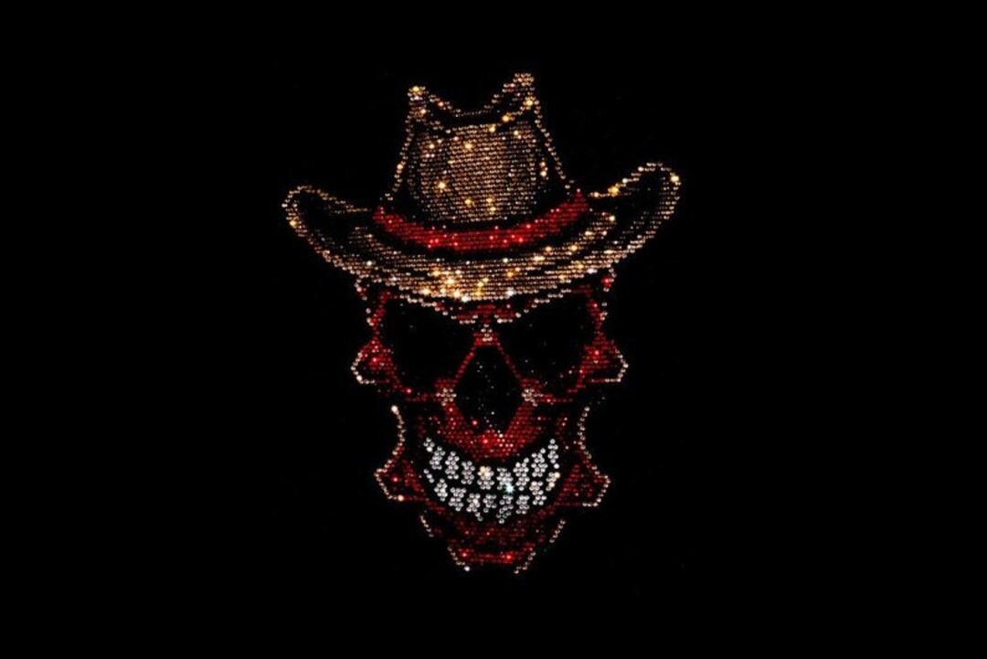 Skeleton Cowboy Decal , Rhinestone Design , Hot Fix Rhinestone , Iron ...