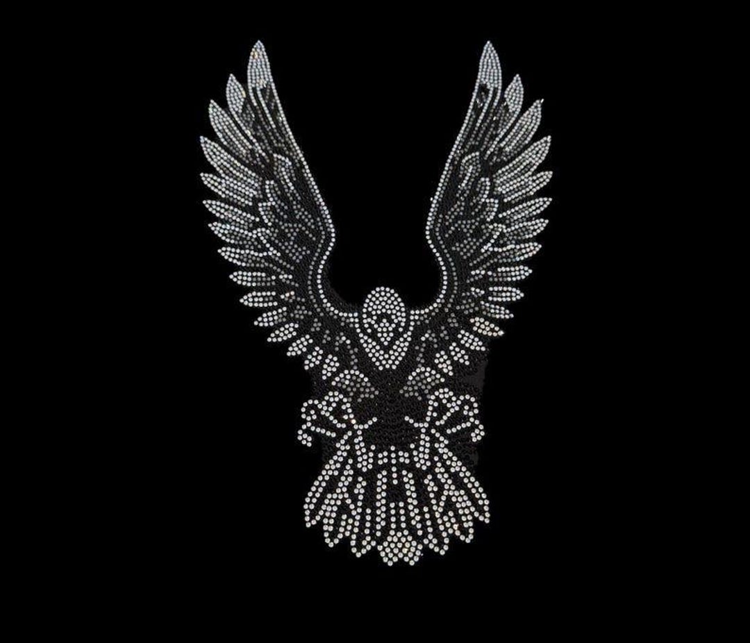 Silver Rhinestone Flying Eagle Iron on Patch, DIY Fashion Applique ...