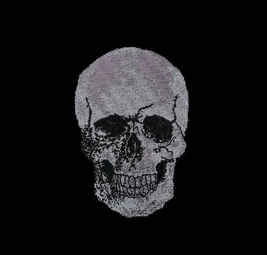 Skull Iron on Rhinestone Transfer , Bling Skull Applique ,purple Skull ...