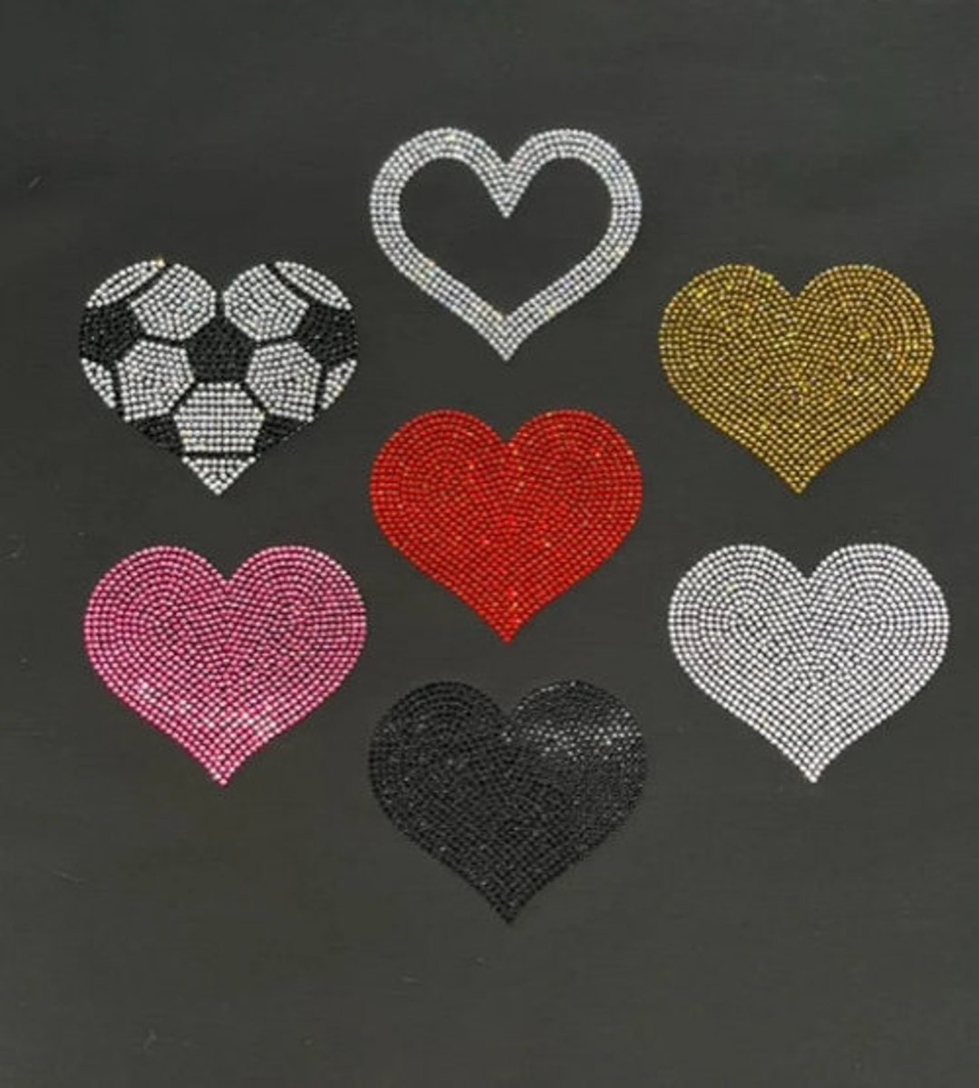 Colorful Small Heart Design , Hot Fix Iron on Small Heart Motif ...
