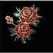 Red Roses Rhinestone Heat Transfer Iron on Patch, Custom Iron on Flower ...