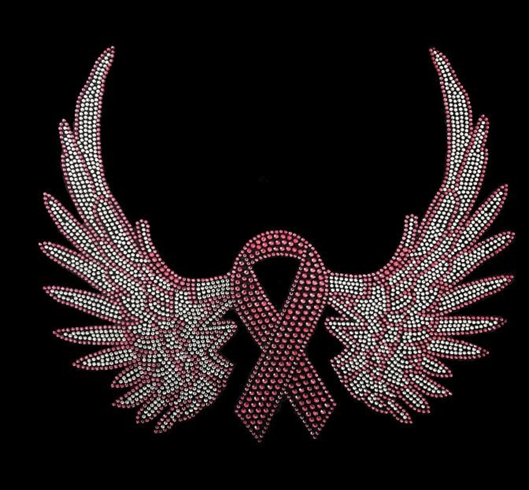 Breast Cancer Ribbon, Heat Transfer Pink Ribbon Patch , Iron on Bling ...