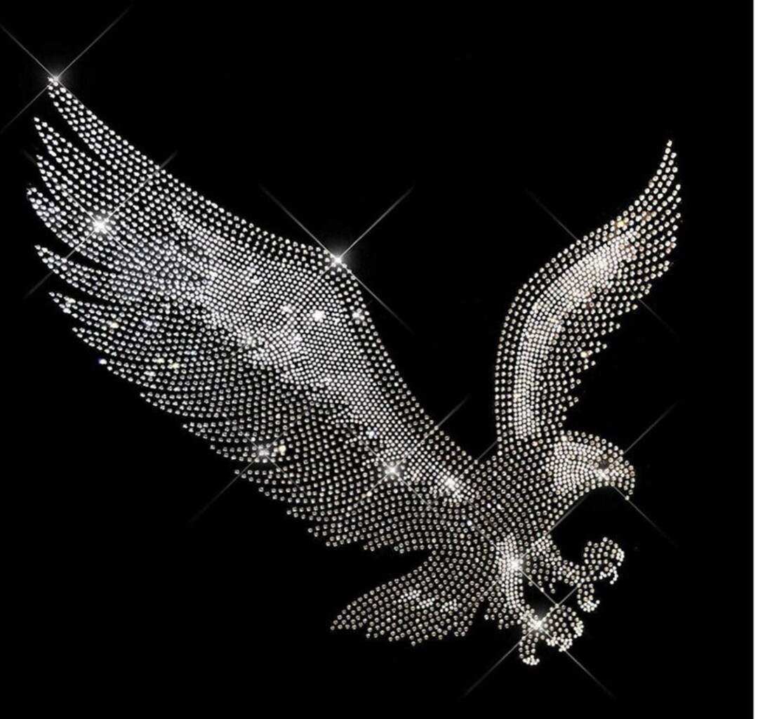 Silver Flying Eagle Iron on Rhinestone Transfer, Hot Fix Eagle Design ...