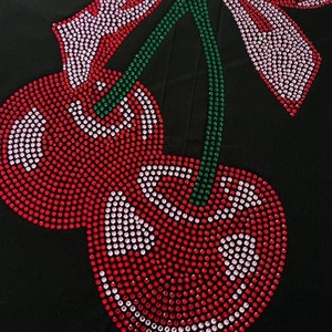 Cherry Iron on Rhinestone Design Transfer, Heat Transfer Cherry Patch ...