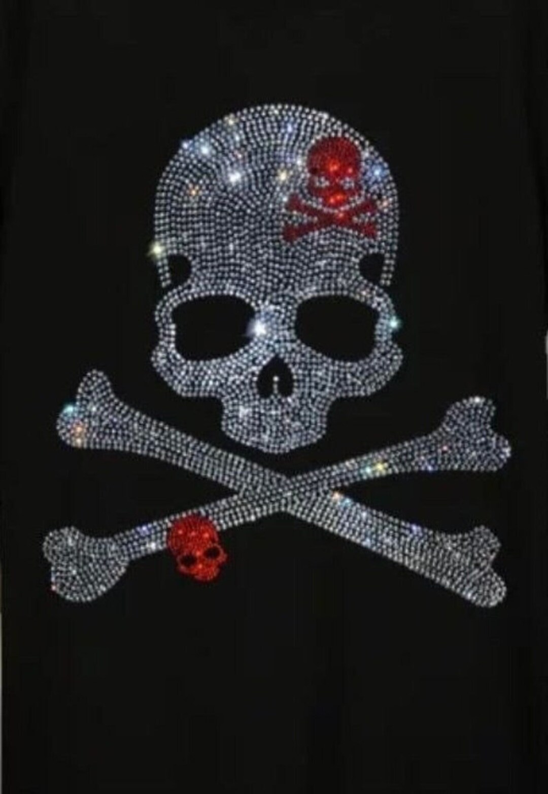 Rhinestone Skull With Bones Heat Transfer , Iron on Sugar Skull , Hot ...