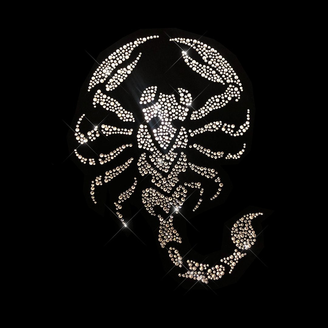 Rhinestone Scorpion Iron on Heat Transfer , Bling Hot Fix Animal Patch ...