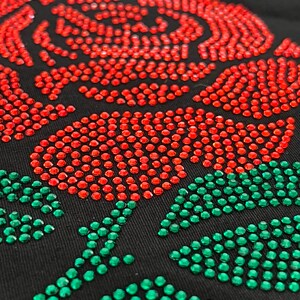 English Rose Rhinestone Heat Transfer Design, Custom Iron on Decals ...