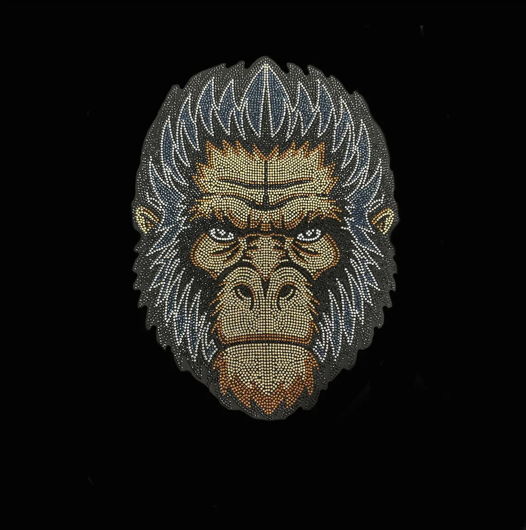 Gorilla Rhinestone Iron on Heat Transfer Design for Clothing, Hot Fix ...