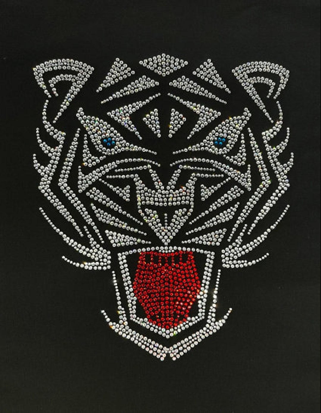 Wild Crystal Tiger Iron on Design, Hot Fix Crystal Wild Tiger Decal ...