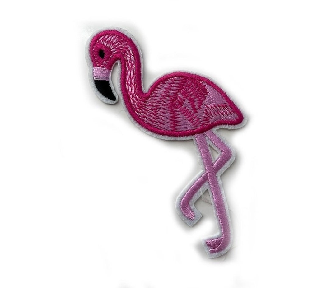 Flamingo Iron on Rhinestone Patch: Pink Glitter Heat Transfer Applique ...
