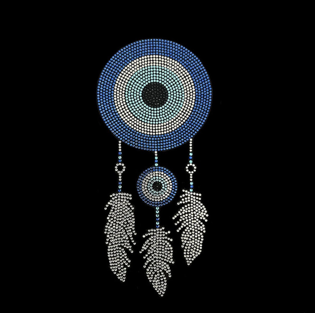 Rhinestone Evil Eye Dream Catcher: Iron-on Patch (9"x4") - Etsy