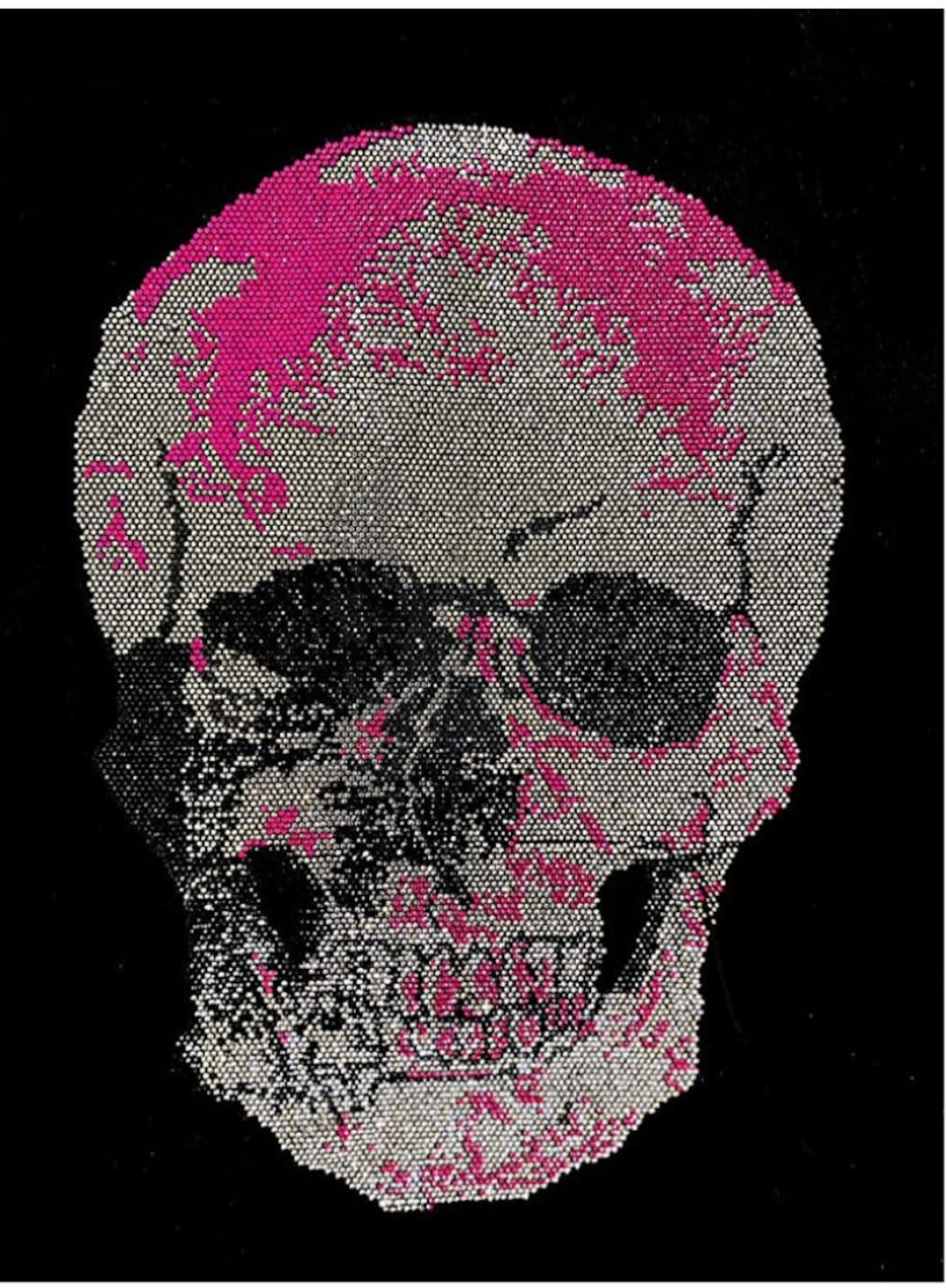 Pink Silver Rhinestone Iron on Skull Design, Heat Transfer Skull ...