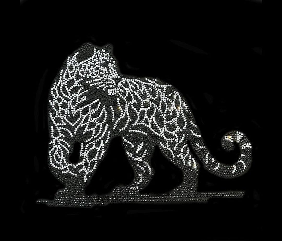 Black Tiger Iron on Rhinestone Transfer Design , Bling Tiger Hot Fix ...