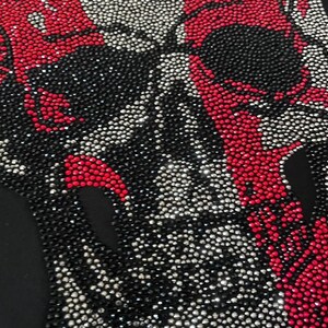 Silver Red Skull Iron on Transfer , Rhinestone Skull Patch Transfer ...
