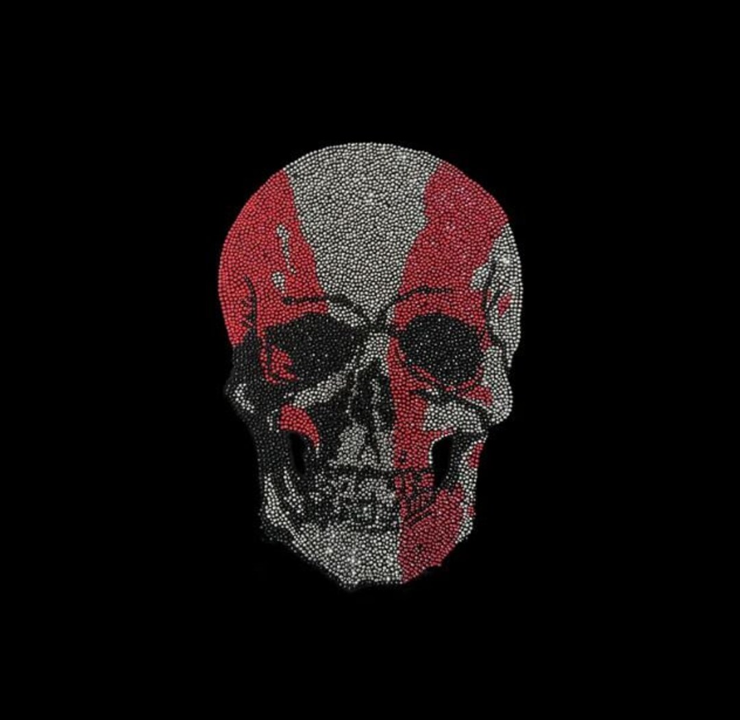 Silver Red Skull Iron on Transfer , Rhinestone Skull Patch Transfer ...
